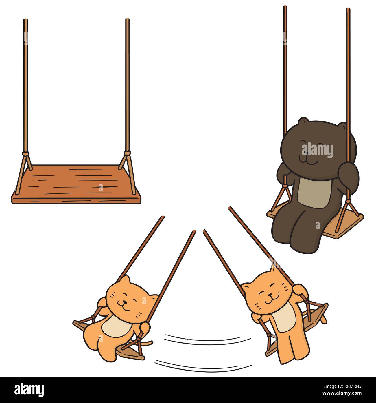 Hand drawn vector illustration happy swinging hi-res stock photography ...