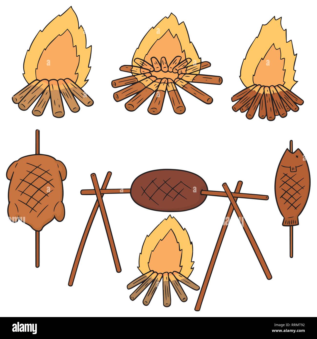 vector set of bonfire and grilled food Stock Vector Image & Art - Alamy