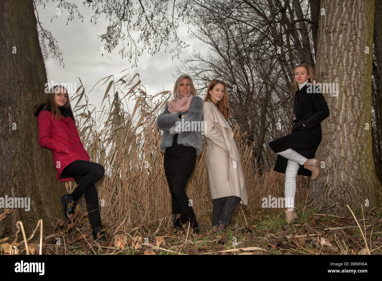 Portrait of a beautiful teenage girls in the nature, in the forest in ...