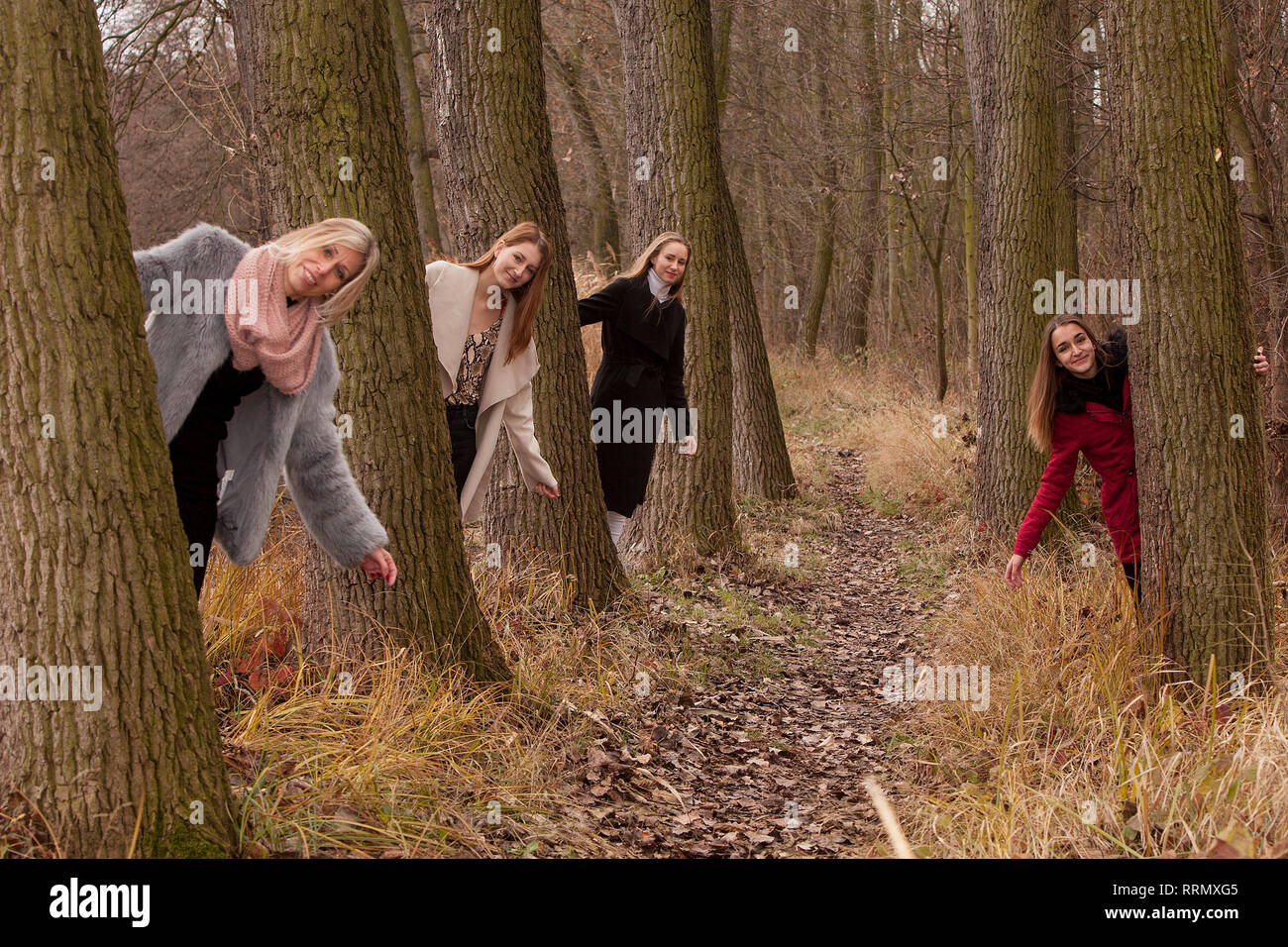 Portrait of a beautiful teenage girls in the nature, in the forest in ...