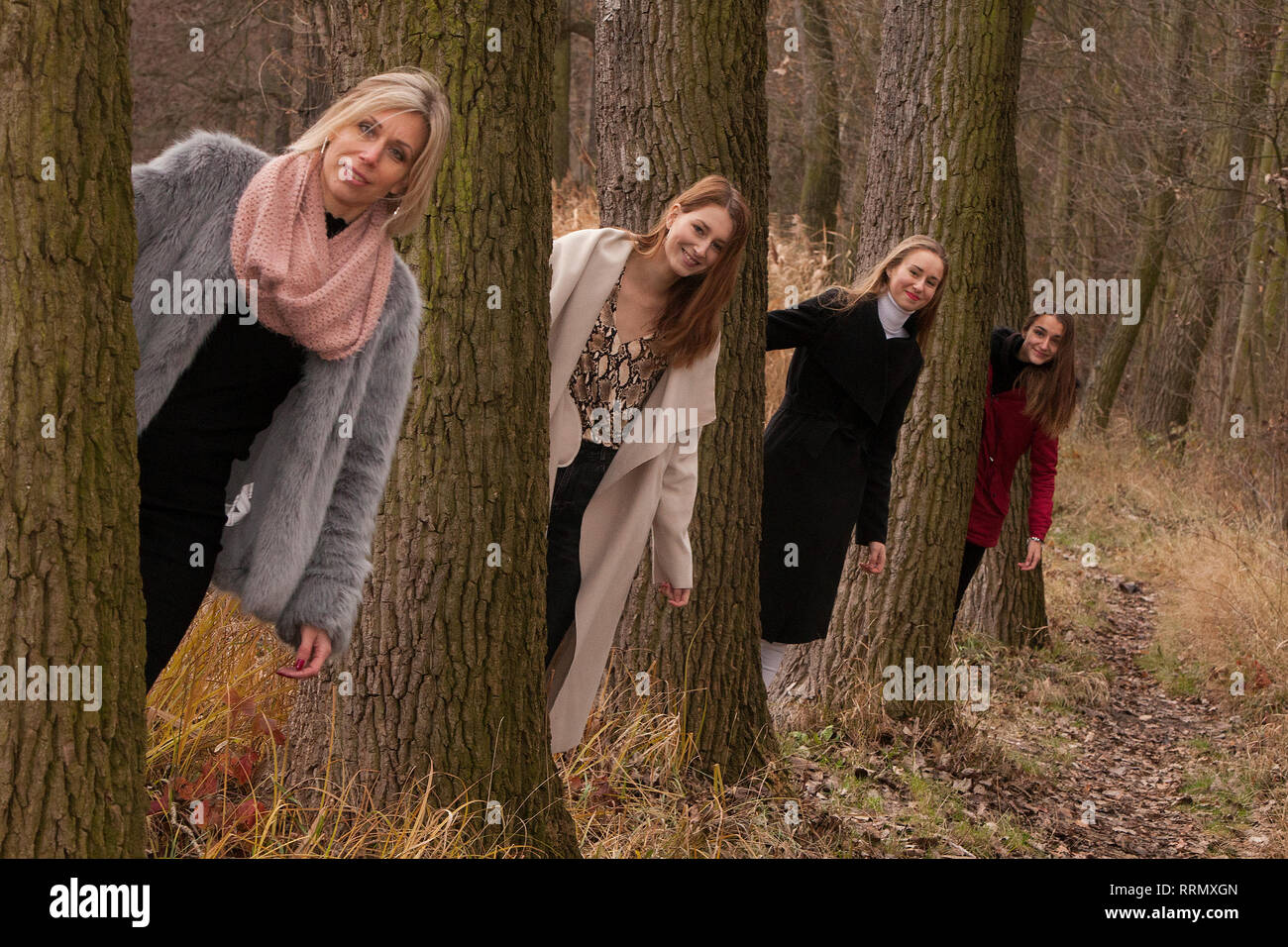 Portrait of a beautiful teenage girls in the nature, in the forest in ...