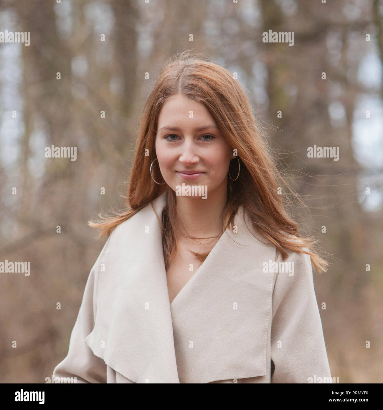 Portrait of a beautiful teenage girls in the nature, in the forest in ...