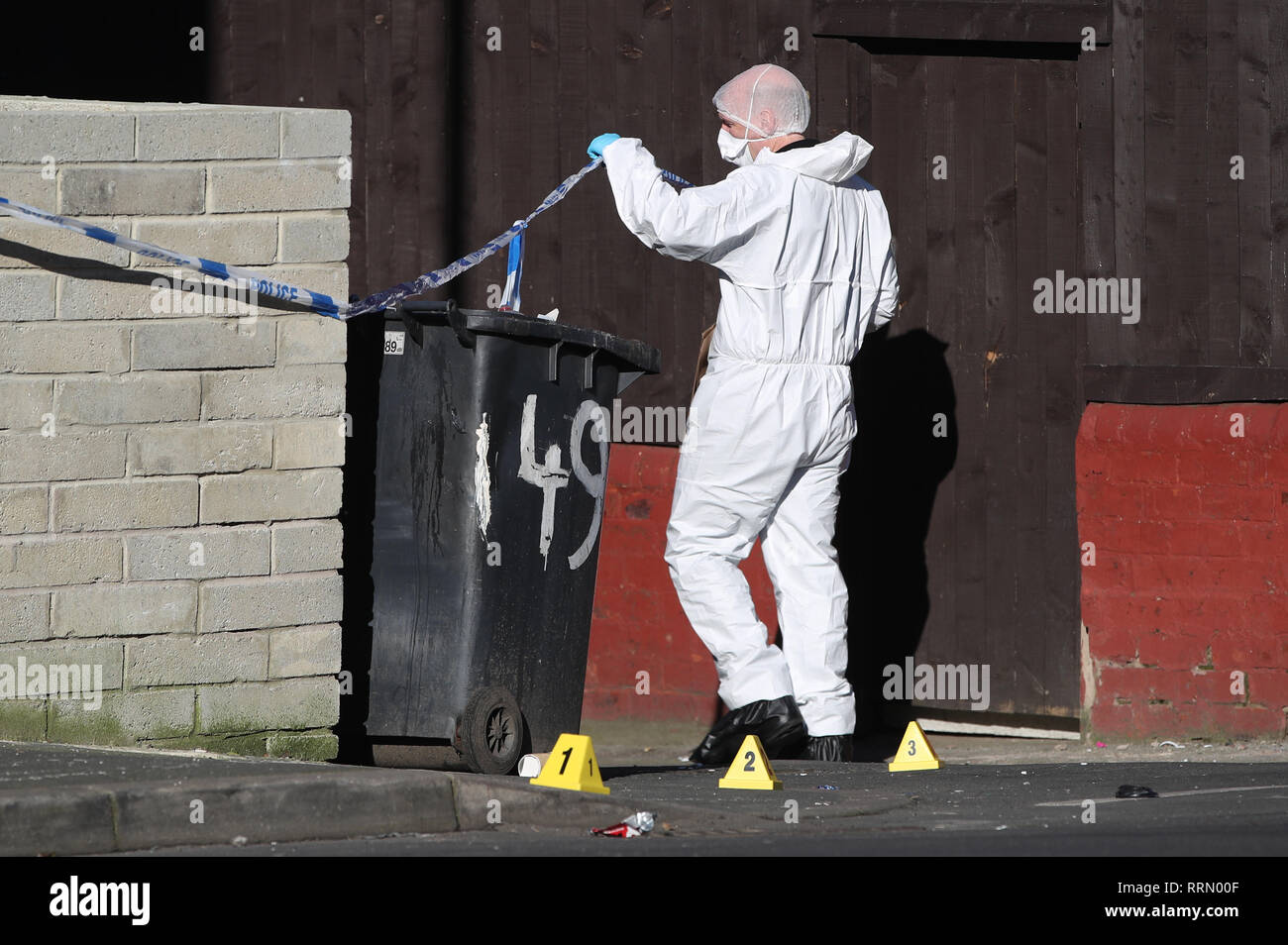 The scene at the rear of Milan Road, Harehills, Leeds, after a murder ...