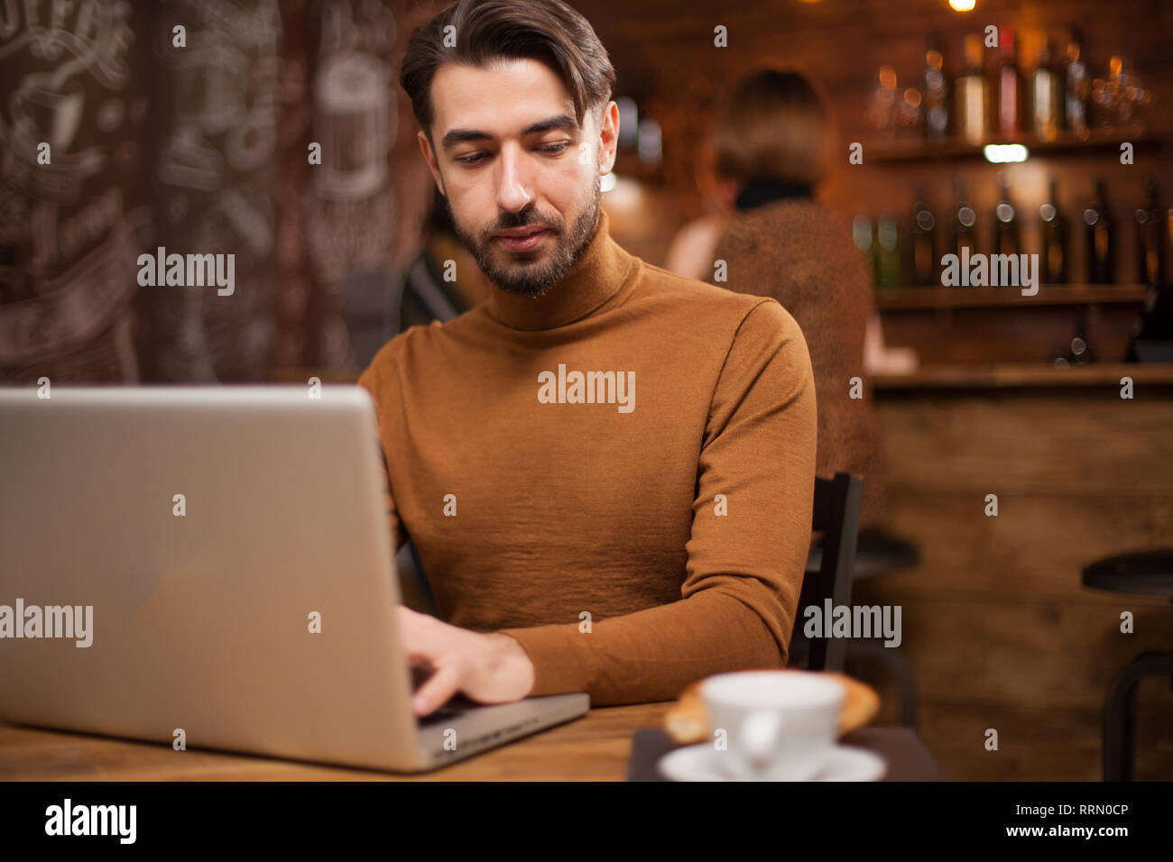 Successful entrepreneur thinking about his new business idea. Stylish ...