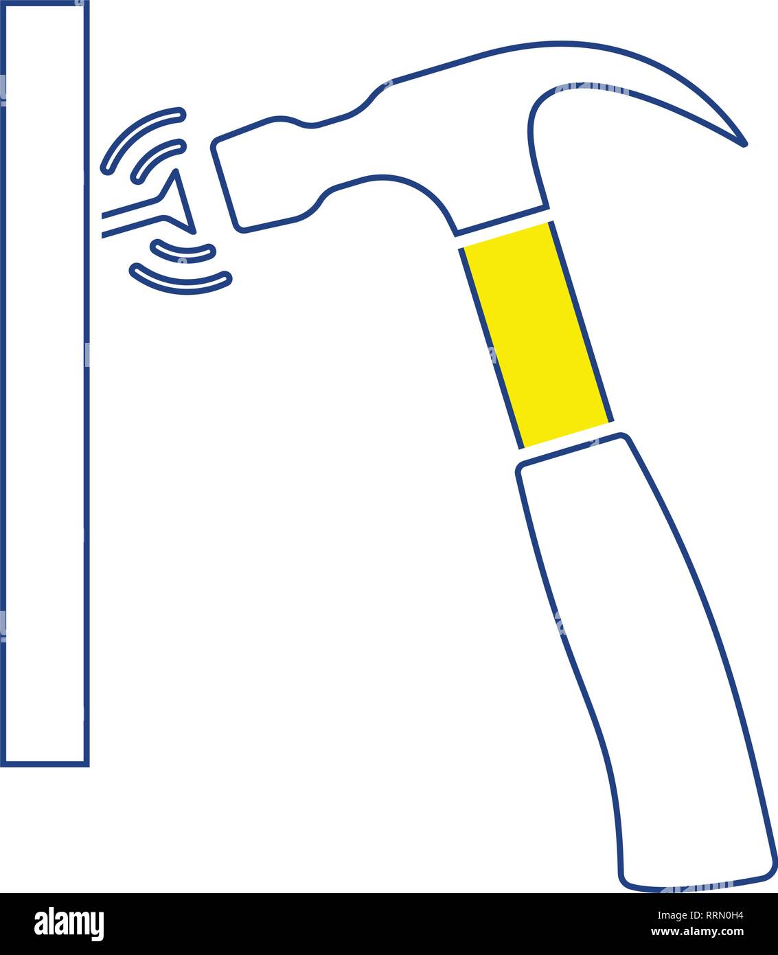 Icon of hammer beat to nail. Thin line design. Vector illustration ...