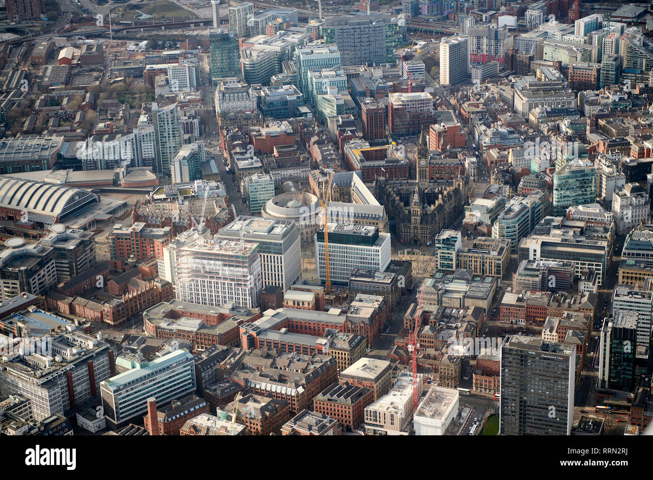 An aerial view of Manchester City Centre, Spring 2018, North West ...