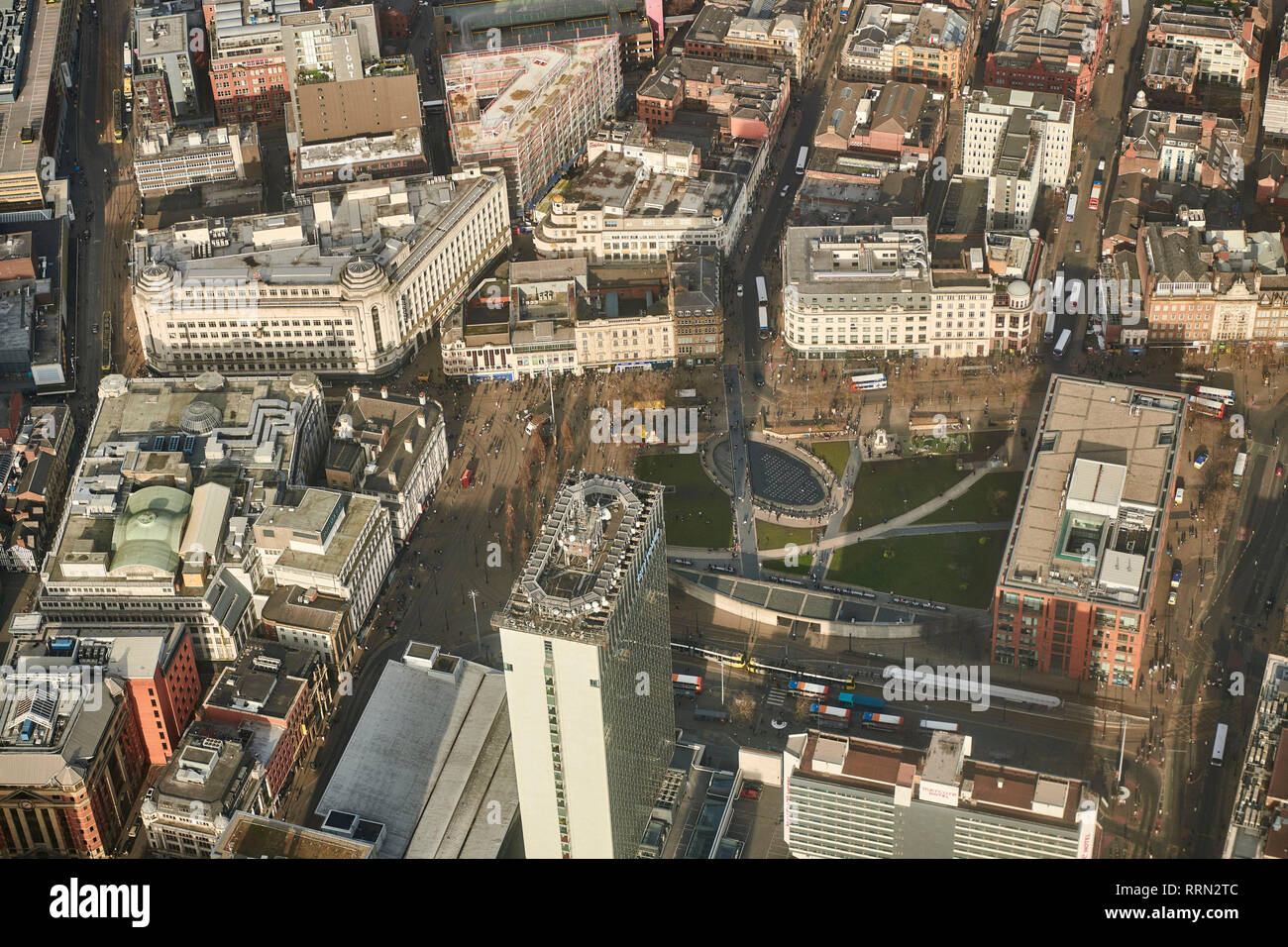 An aerial view of Manchester City Centre, Spring 2018, North West ...