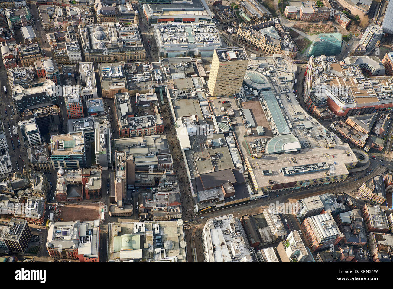 An aerial view of Manchester City Centre, Spring 2018, North West ...
