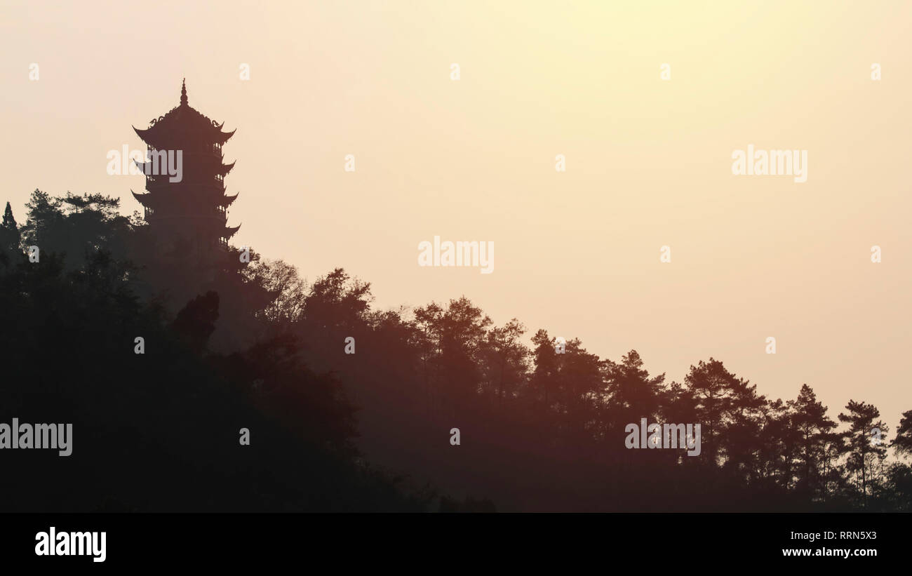 Chinese pagoda at sunset Stock Photo - Alamy