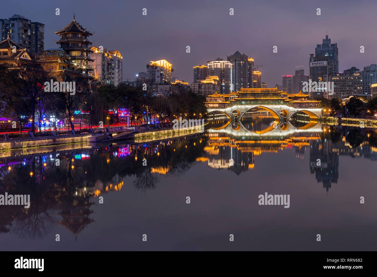 Chengdu, China - December 9, 2018: Close up of the Anshun bridge at ...