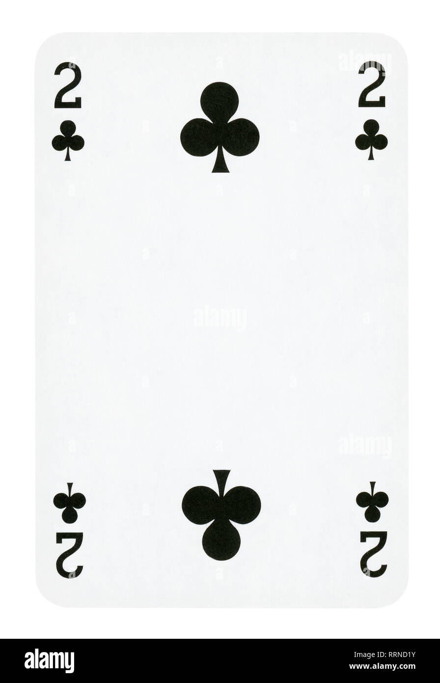 Two of Clubs playing card - isolated on white (clipping path included ...