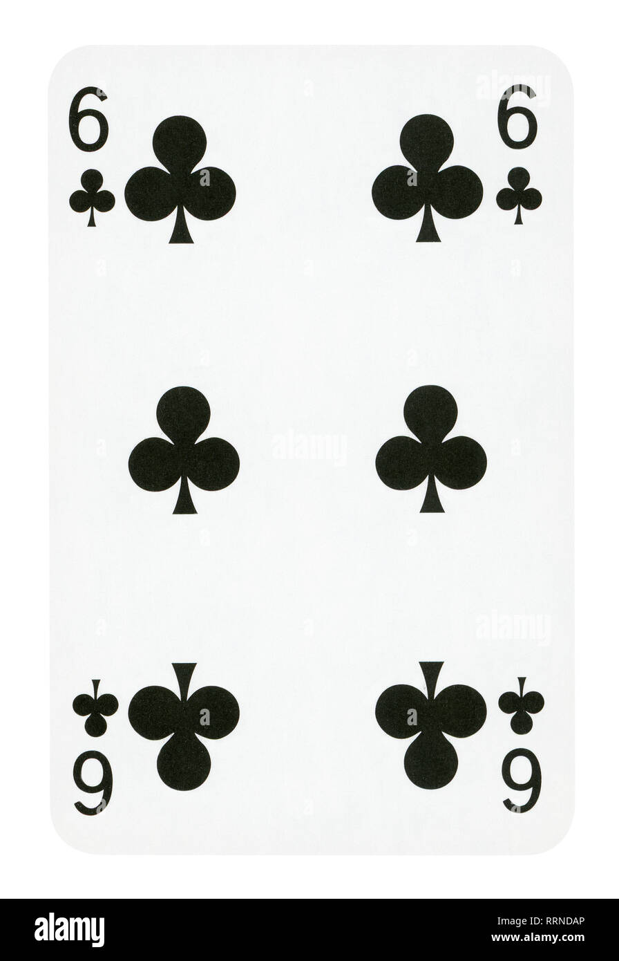 Six Of Clubs Playing Card Isolated On White Clipping Path Included