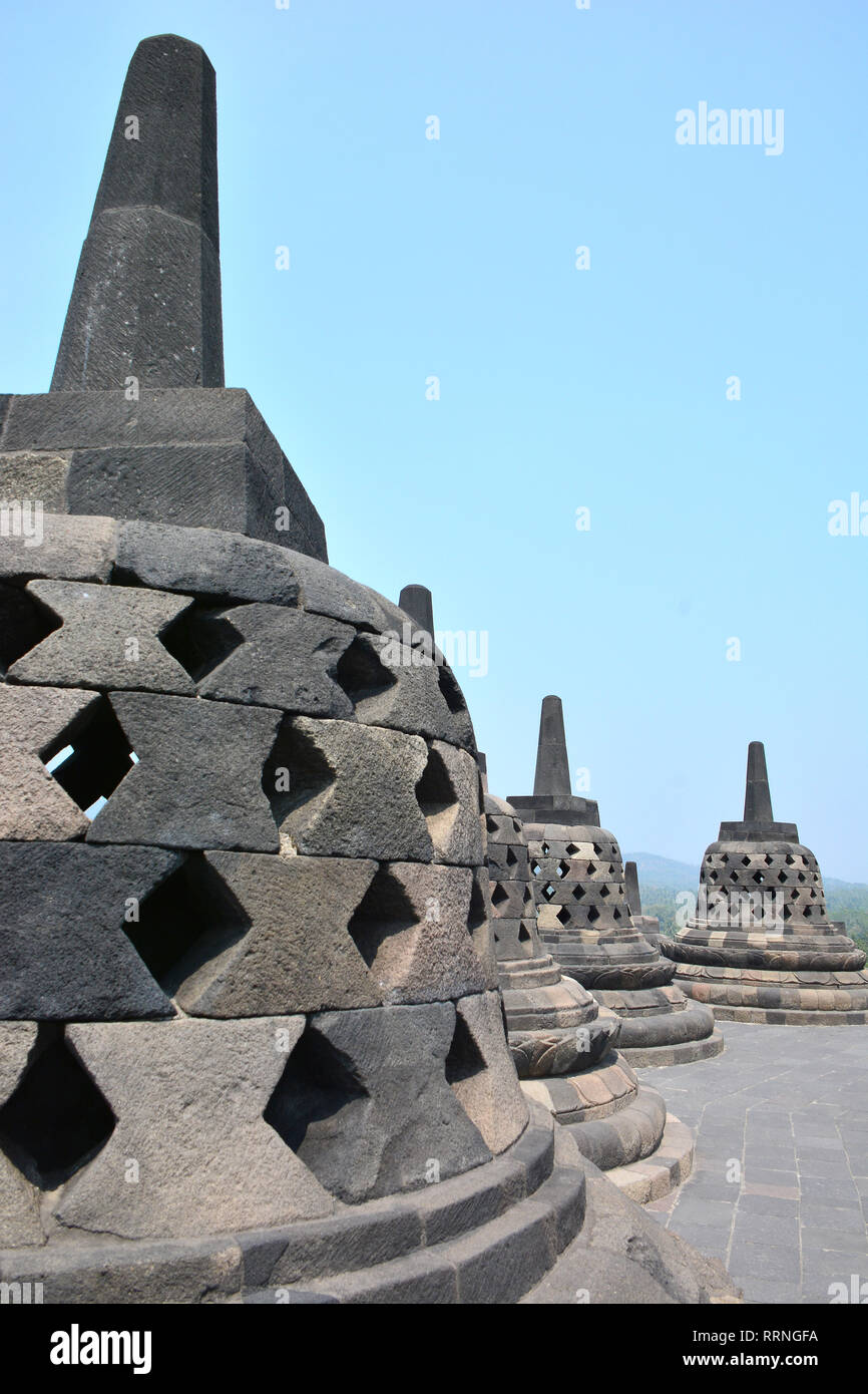 Mahayana Buddhist Temple (9th century), Borobudur, Central Java ...