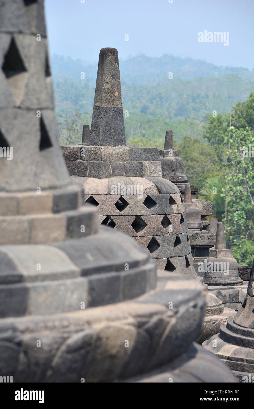 Mahayana Buddhist Temple (9th century), Borobudur, Central Java ...