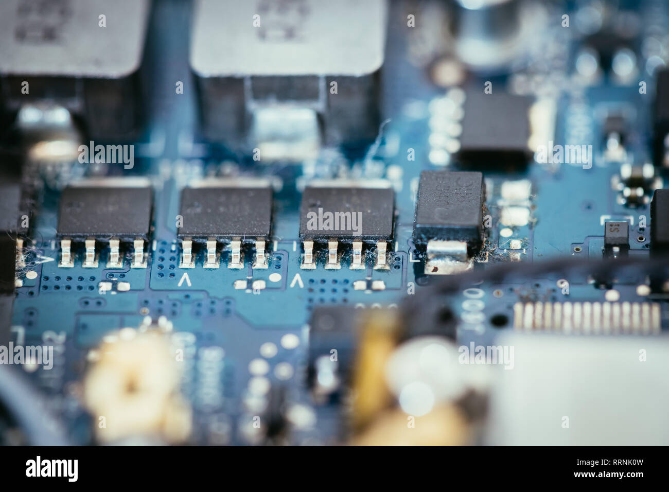 Computer chip on a circuit board, close up; Computer technology Stock ...