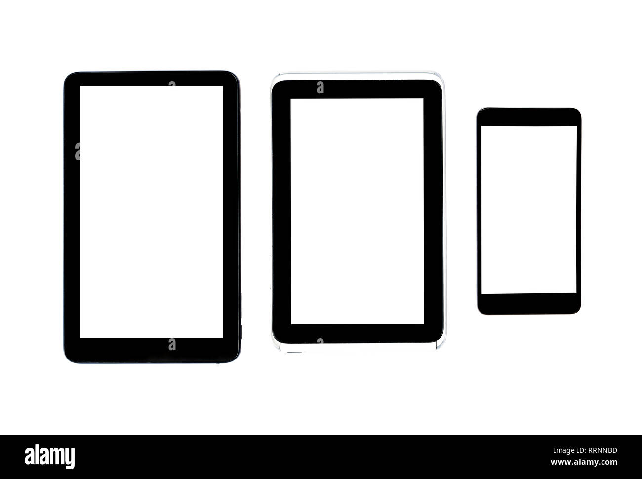 Modern tablet gadgets with isolated screen isolated on white background ...