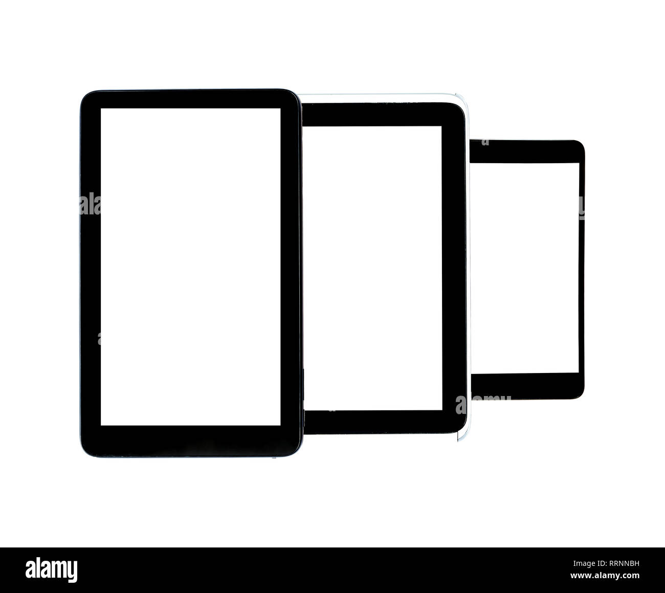 Modern tablet gadgets with isolated screen isolated on white background ...