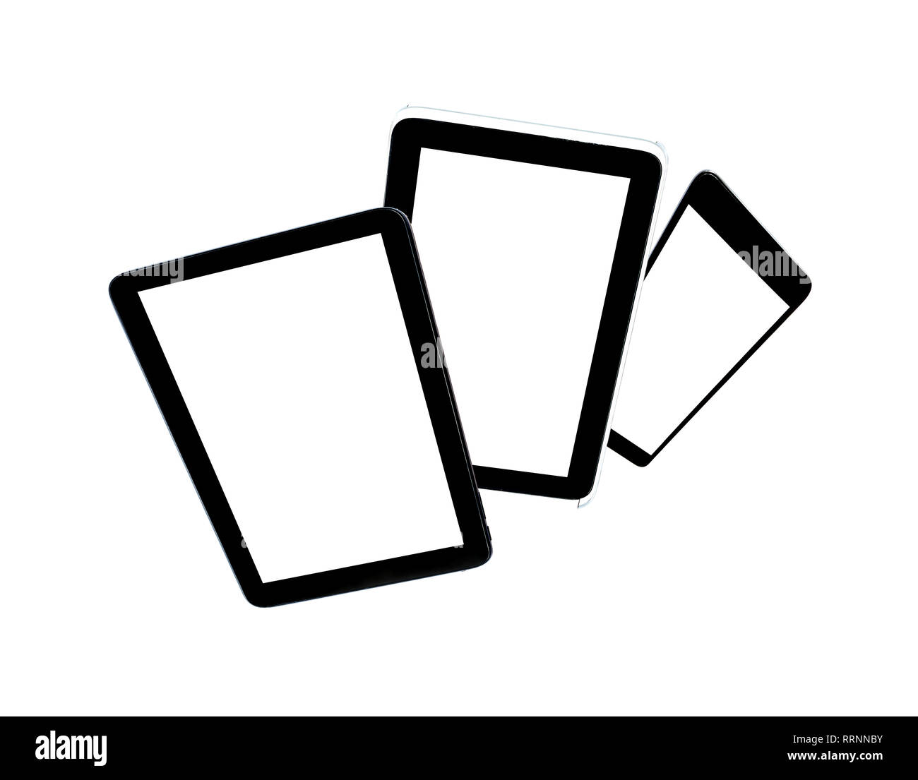 Modern tablet gadgets with isolated screen isolated on white background ...