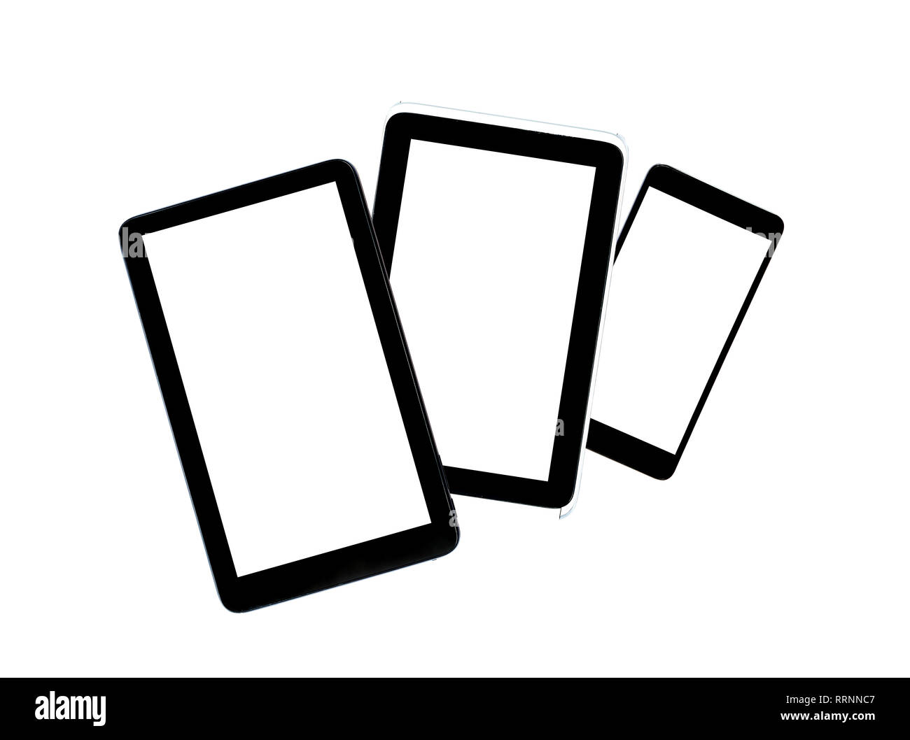 Modern tablet gadgets with isolated screen isolated on white background ...