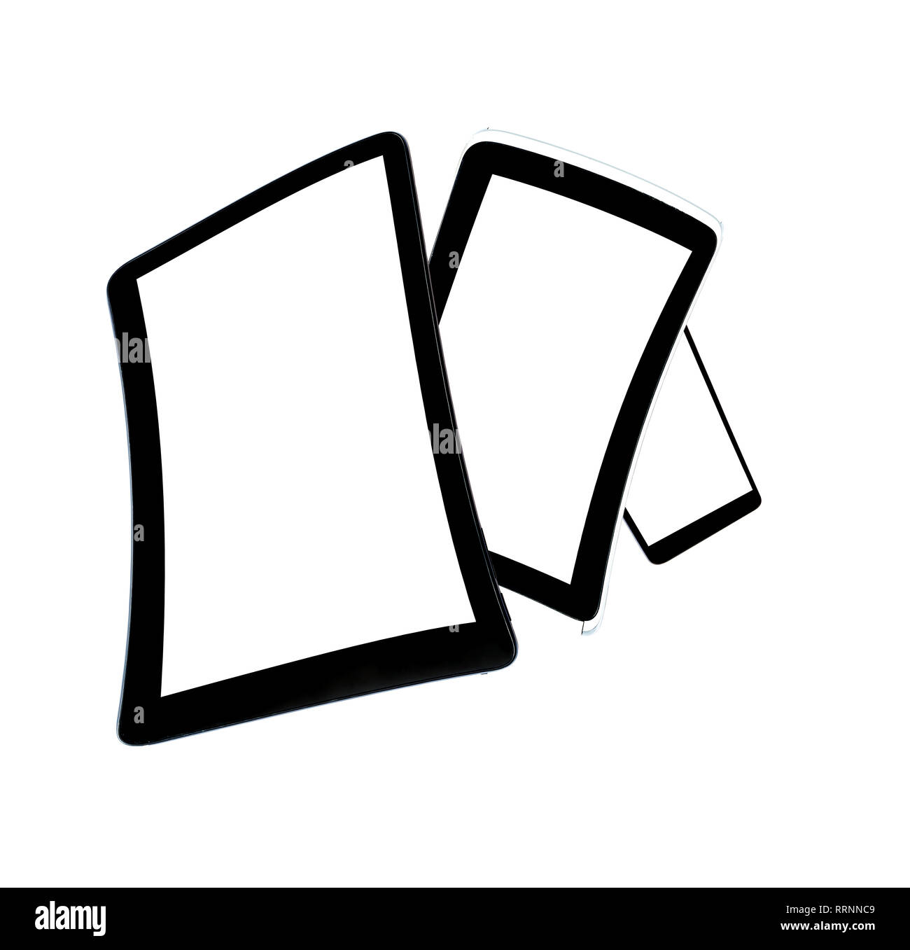 Modern tablet gadgets with isolated screen isolated on white background ...