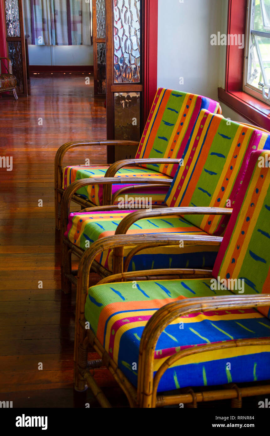 Three colorful chairs Stock Photo - Alamy