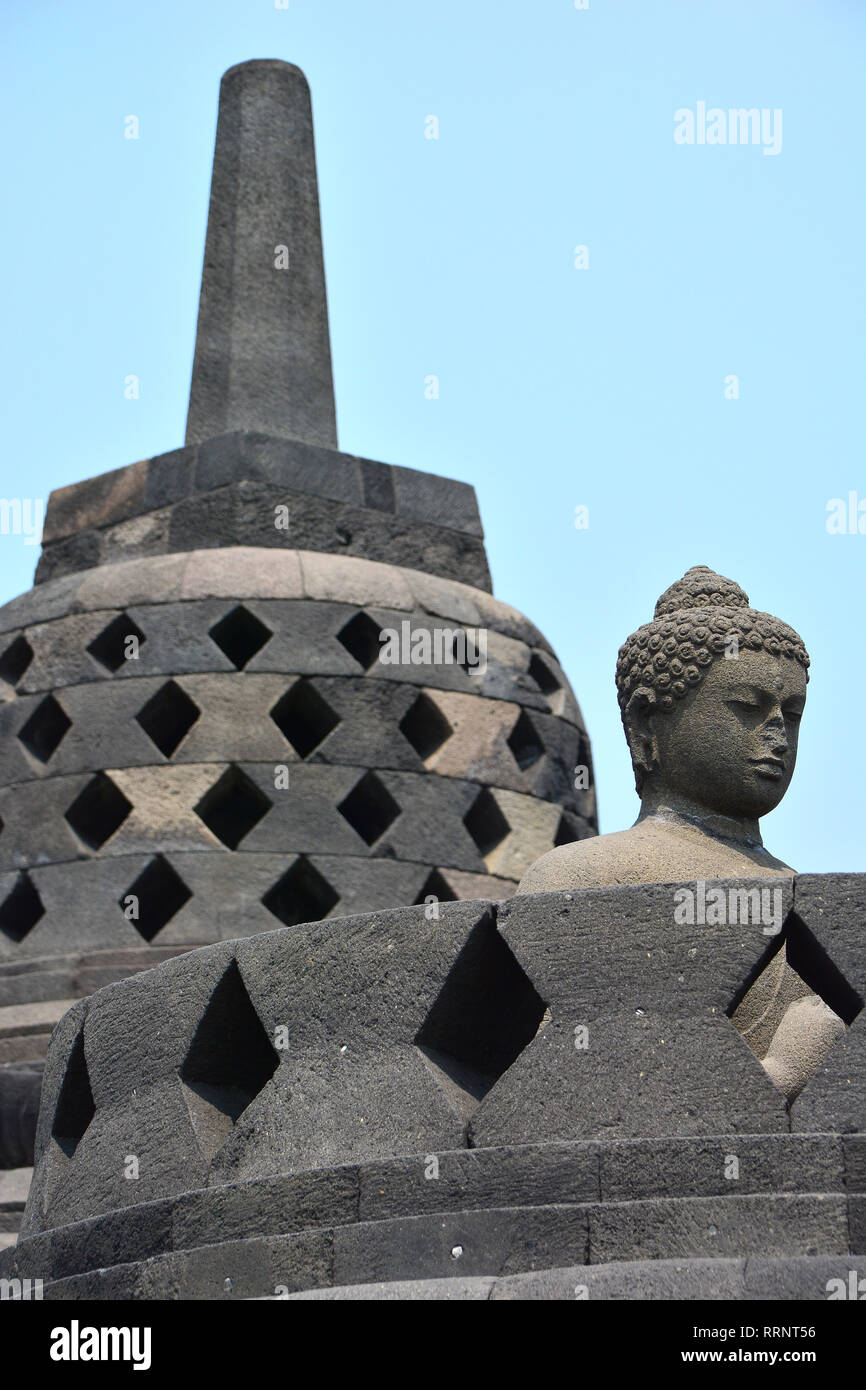 Mahayana Buddhist Temple (9th century), Borobudur, Central Java ...