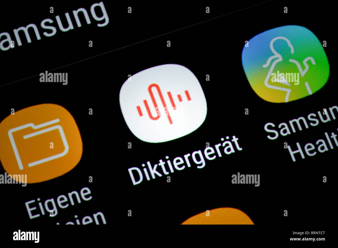 Smartphone, display, ext., dictaphone, Display, App, Diktiergerät Stock ...