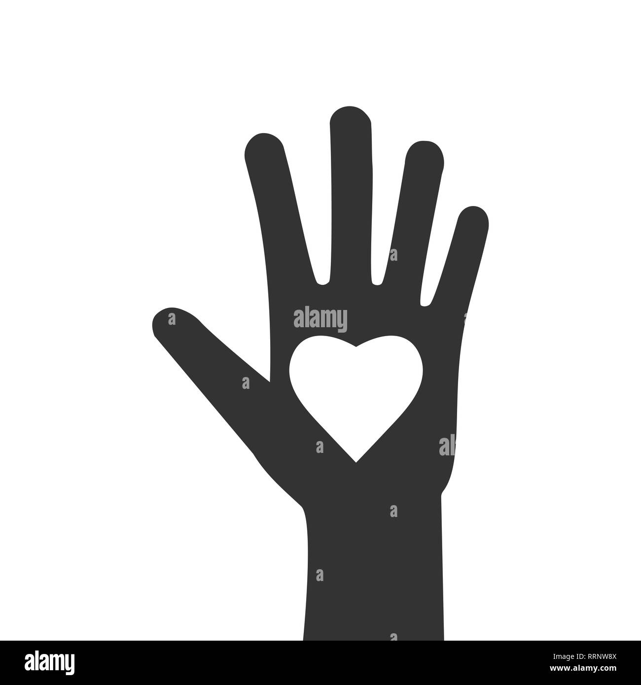 Hand with heart icon. Vector illustration, flat Stock Vector Image ...
