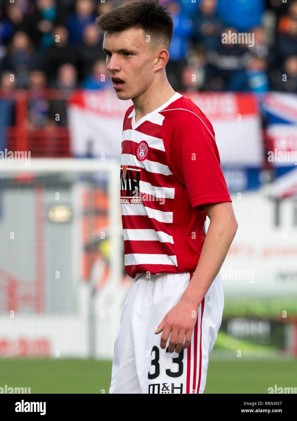 Hamilton Reegan Mimnaugh during the Scottish Premiership match at the ...
