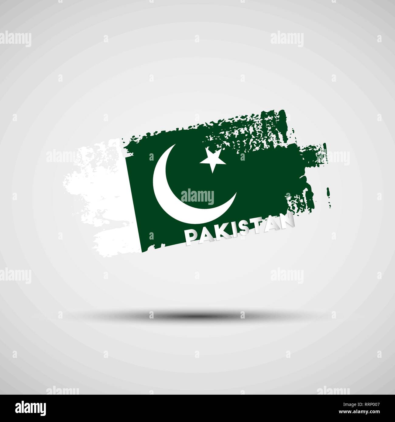Flag of Pakistan. Vector illustration of grunge brush stroke with ...