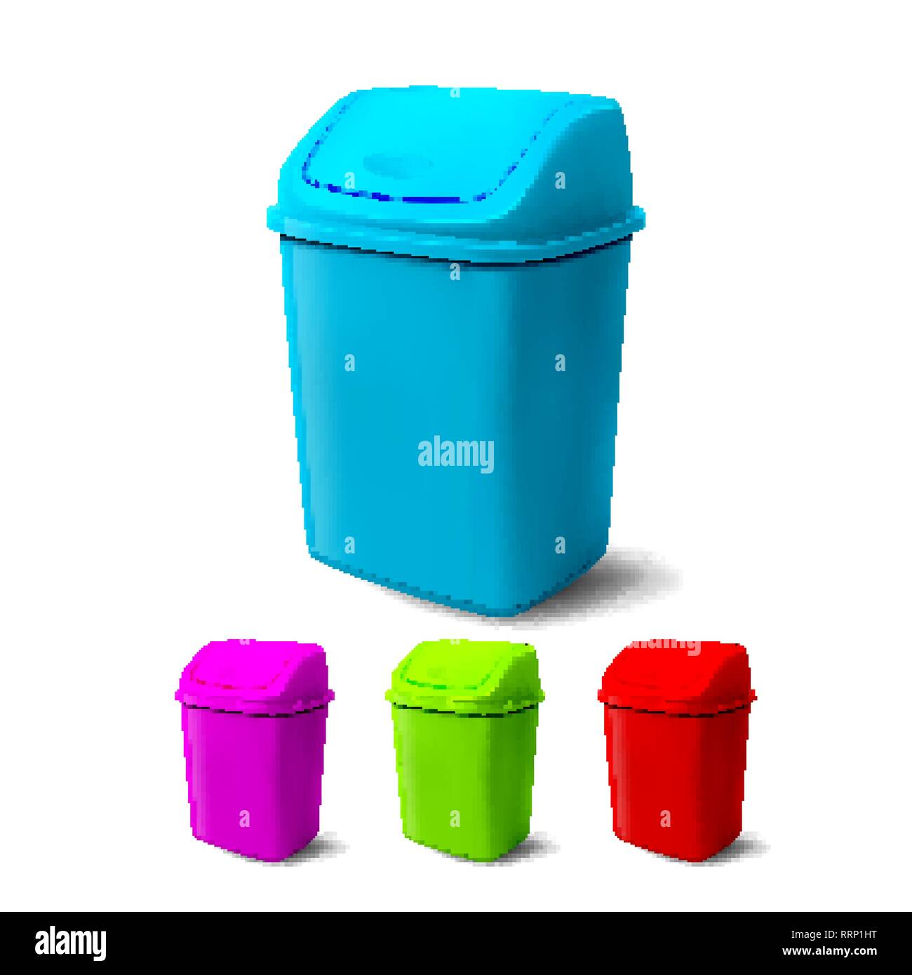 Plastic Bucket Vector. Bucketful Different Colors. Classic Jar Empty ...