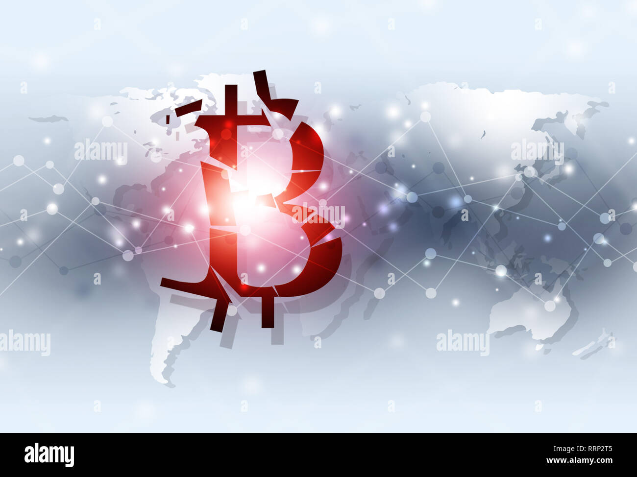 bitcoin fall down business blue concept web world currency background ...