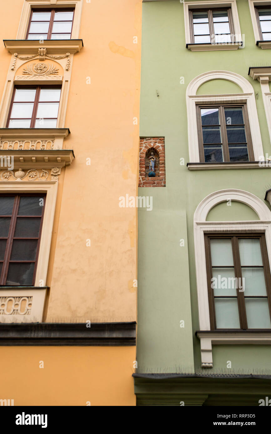 Facades of old town buildings, Krakow, Poland Stock Photo - Alamy