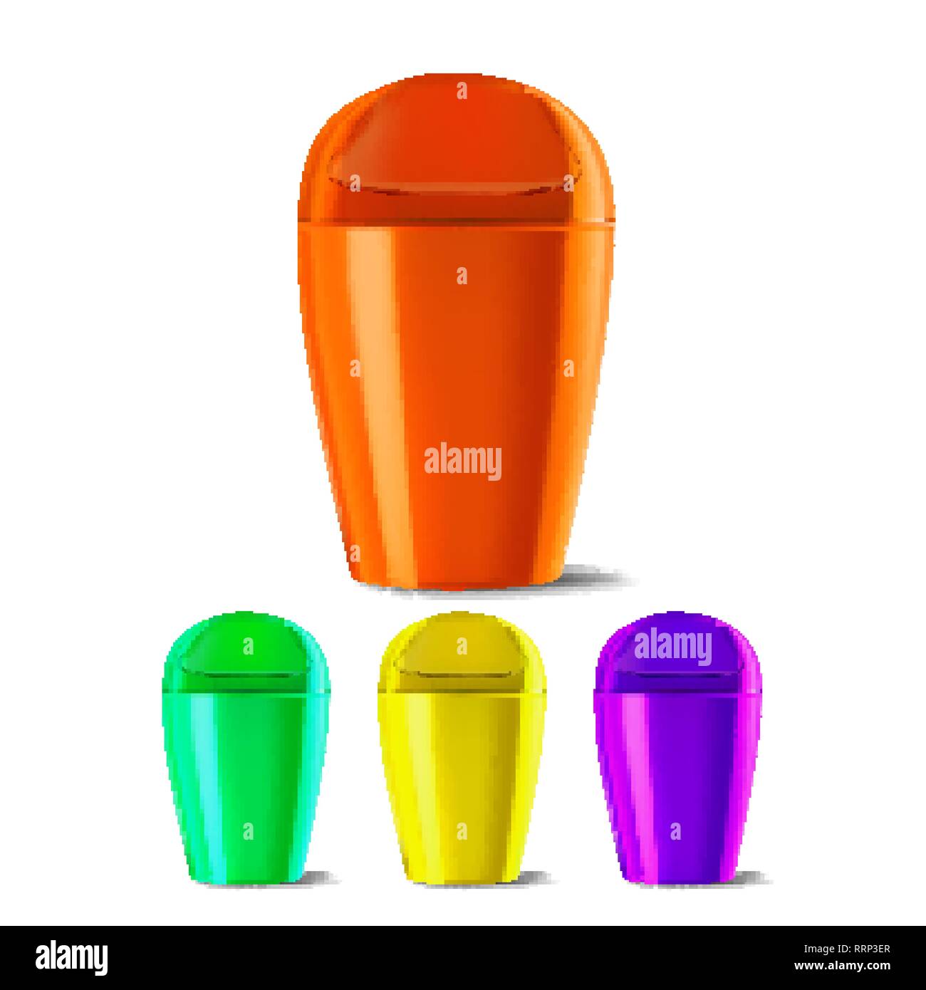 Plastic Bucket Vector. Bucketful Different Colors. Classic Jar Empty ...