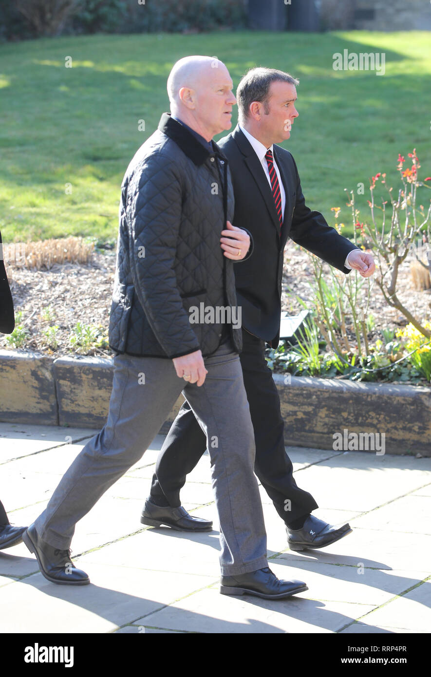 Andy Ritchie (left) and Ben Thornley arriving at Halifax Minster ahead ...