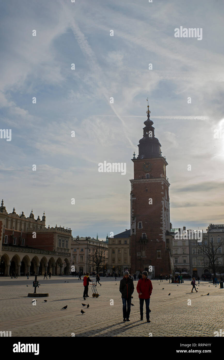Main square and town hall tower, Krakow, Poland Stock Photo - Alamy