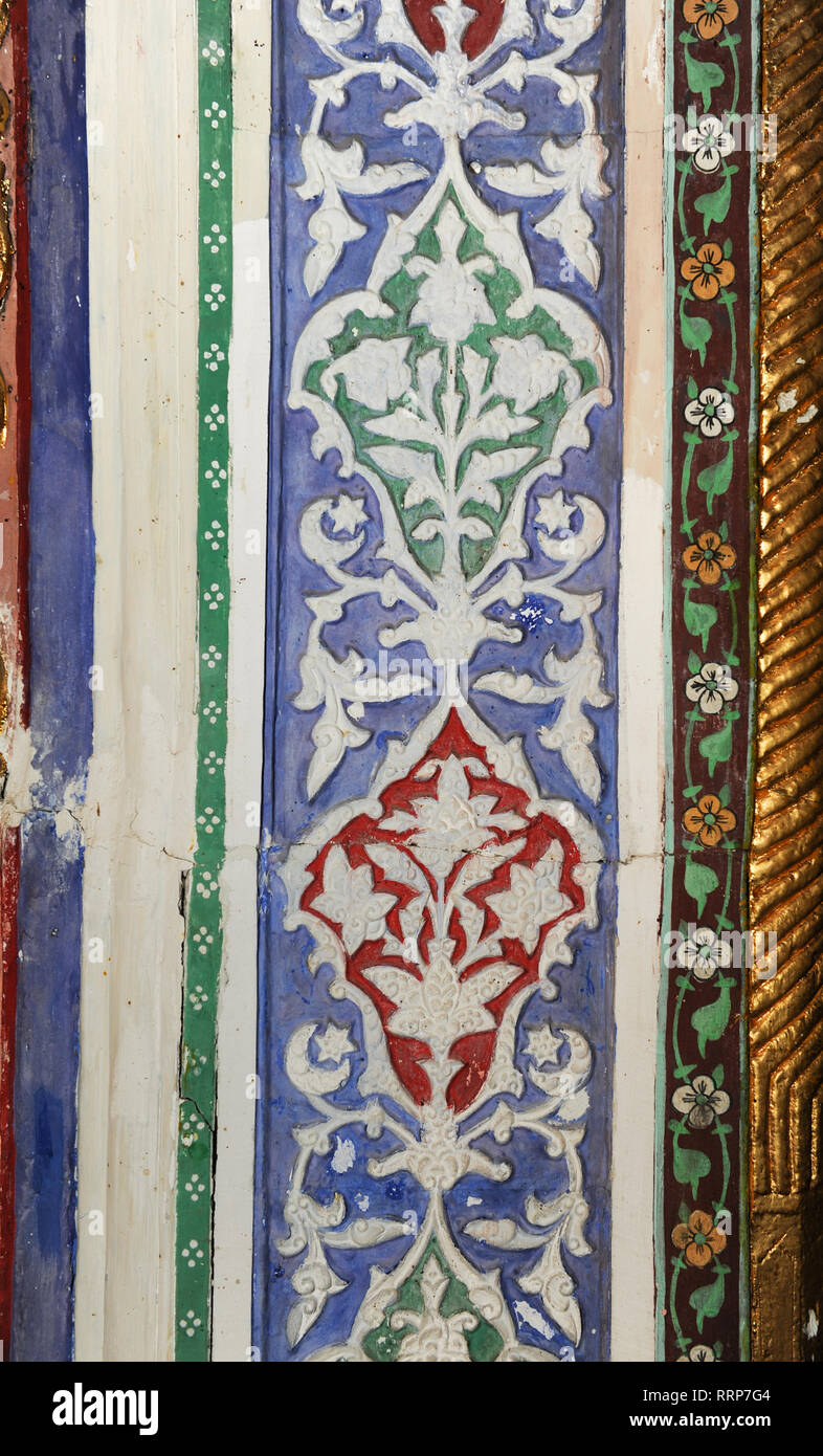 ancient Asian mosaic made of wood. elements of Oriental ornament Stock ...