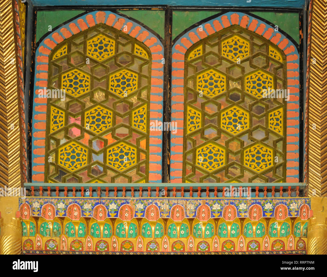 ancient Asian mosaic made of wood. elements of Oriental ornament Stock ...