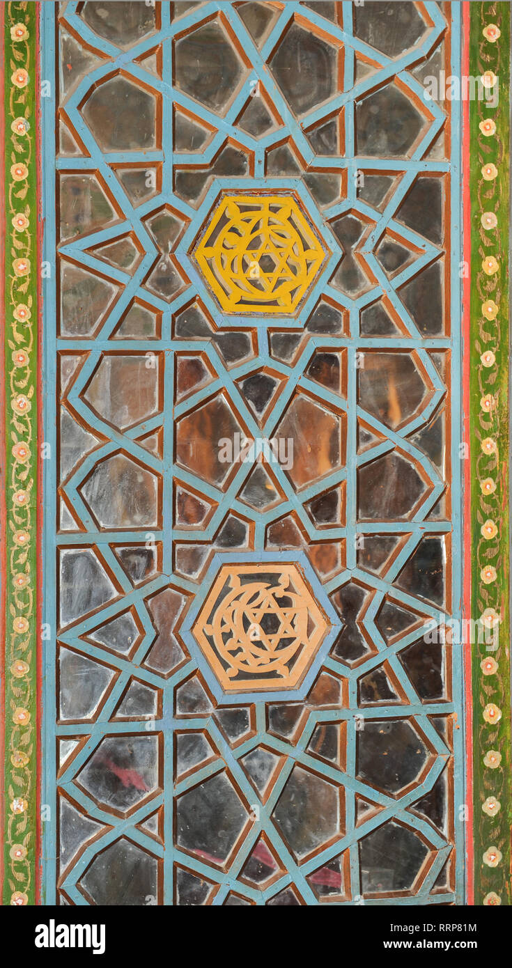 ancient Asian mosaic made of wood. elements of Oriental ornament Stock ...