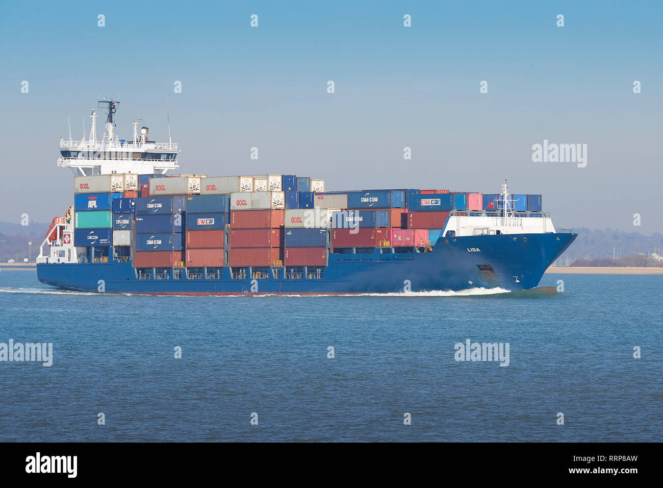 The Small Container Ship, LISA, Under Way, Departing Southampton, En ...