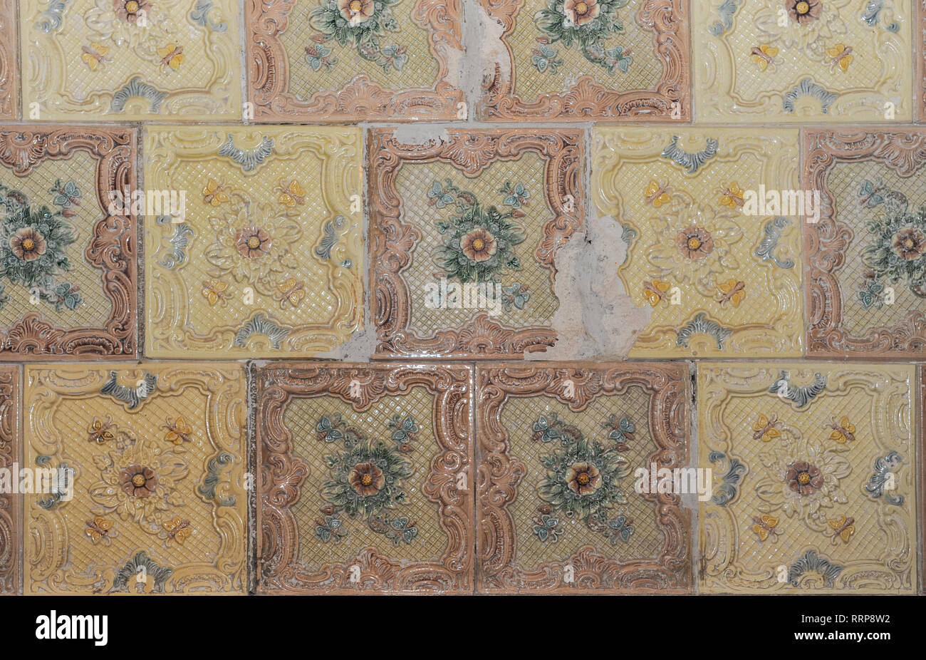 asian old ceramic mosaic. elements of oriental ornament on ceramic ...