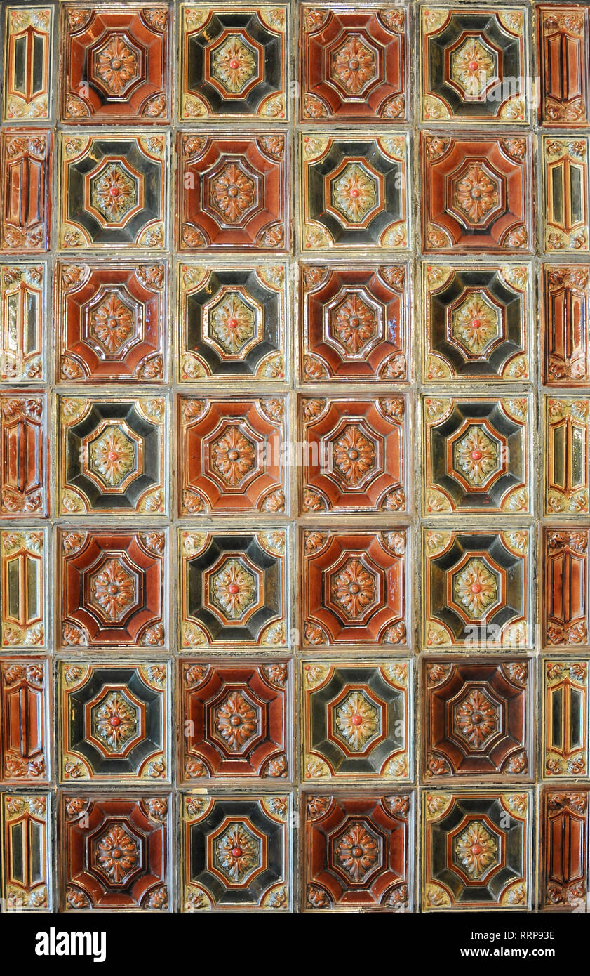 asian old ceramic mosaic. elements of oriental ornament on ceramic ...