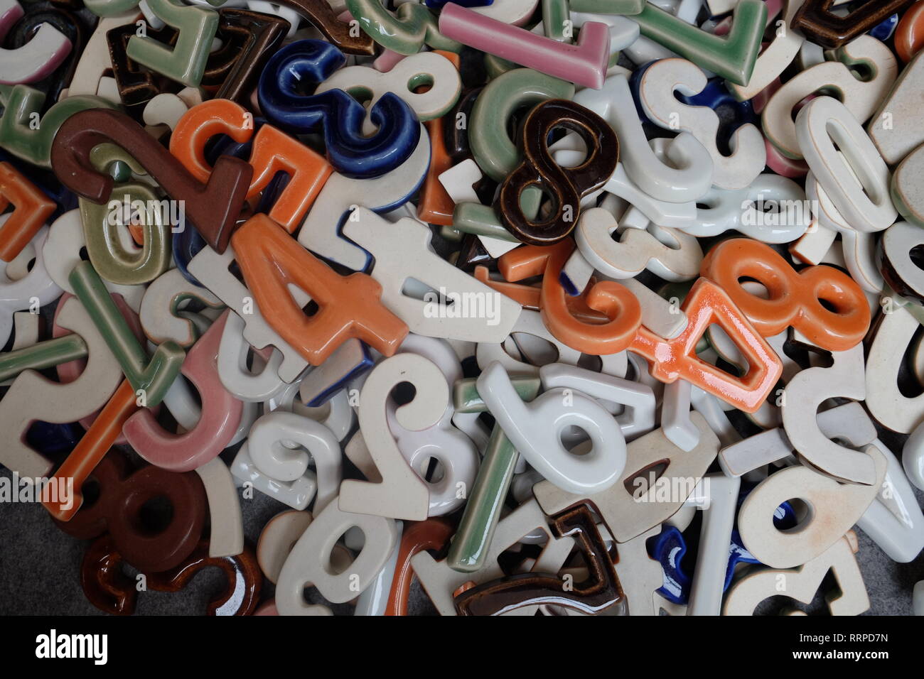Colorful ceramic font number Stock Photo - Alamy
