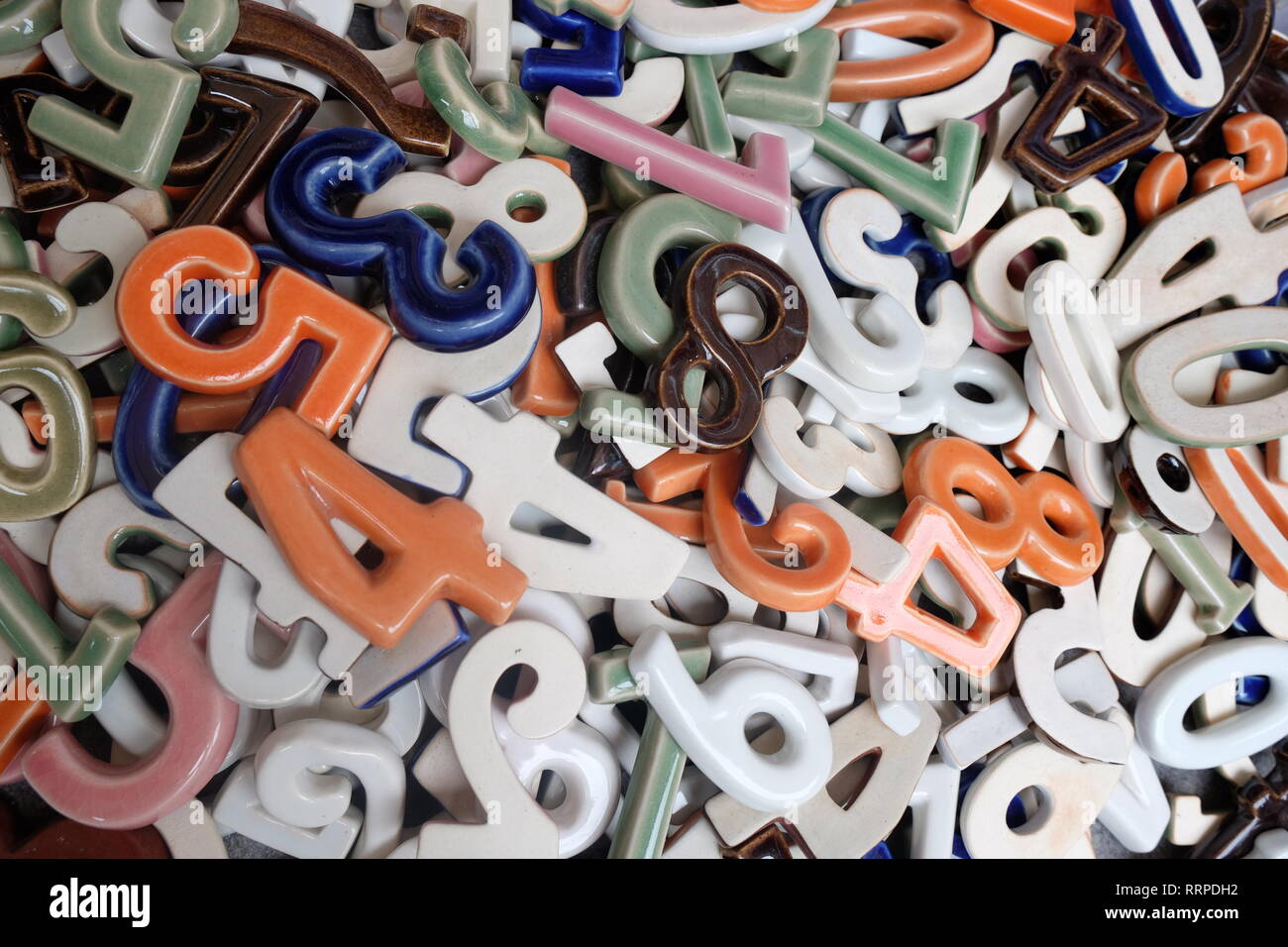 Colorful ceramic font number Stock Photo - Alamy
