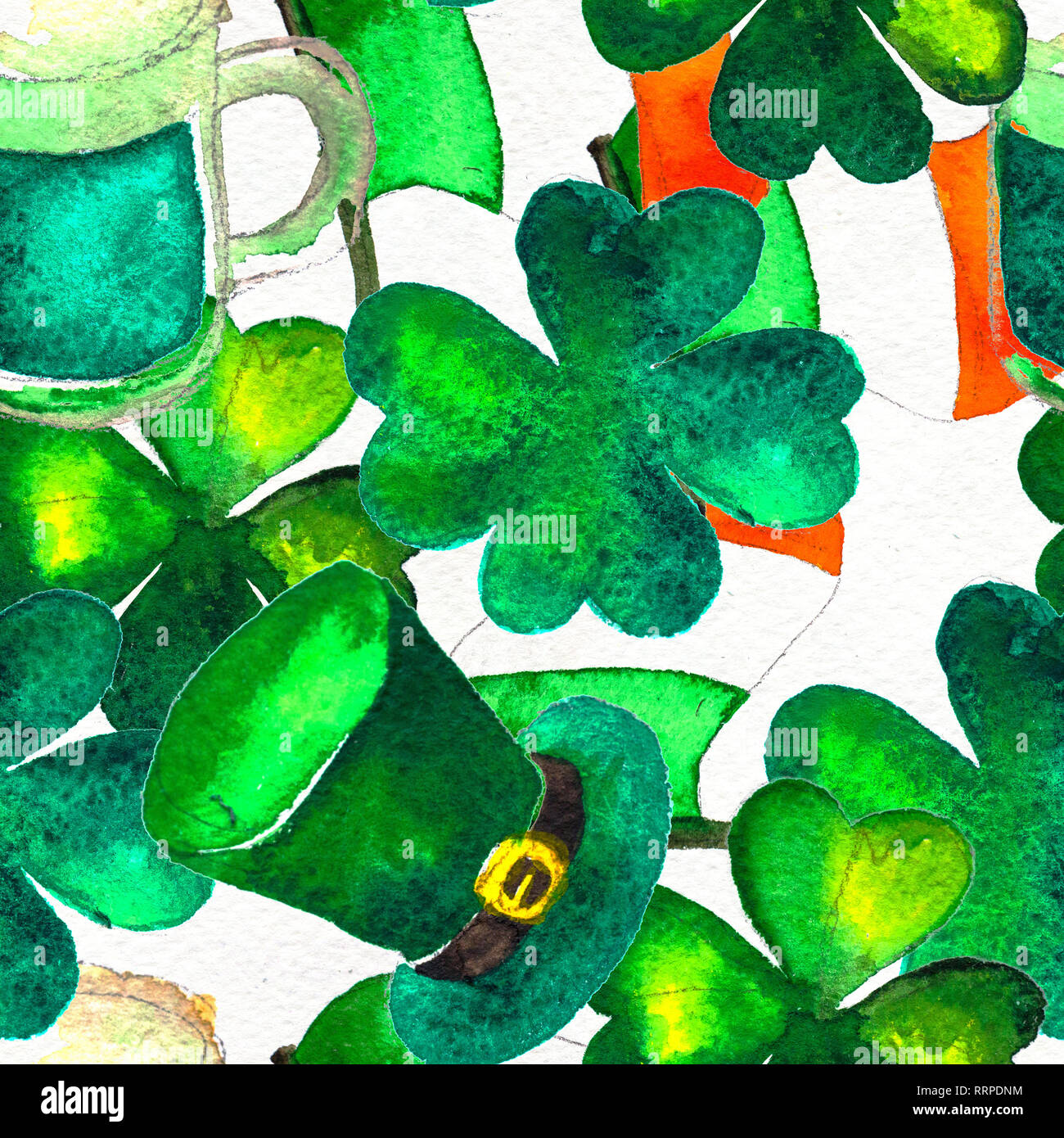Seamless hand drawn background with St. Patrick's Day symbols Stock ...