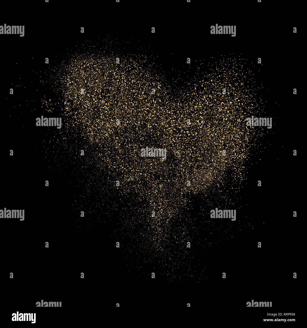 Heart Shape. Gold Glitter Texture Isolated On Black. Amber Particles ...