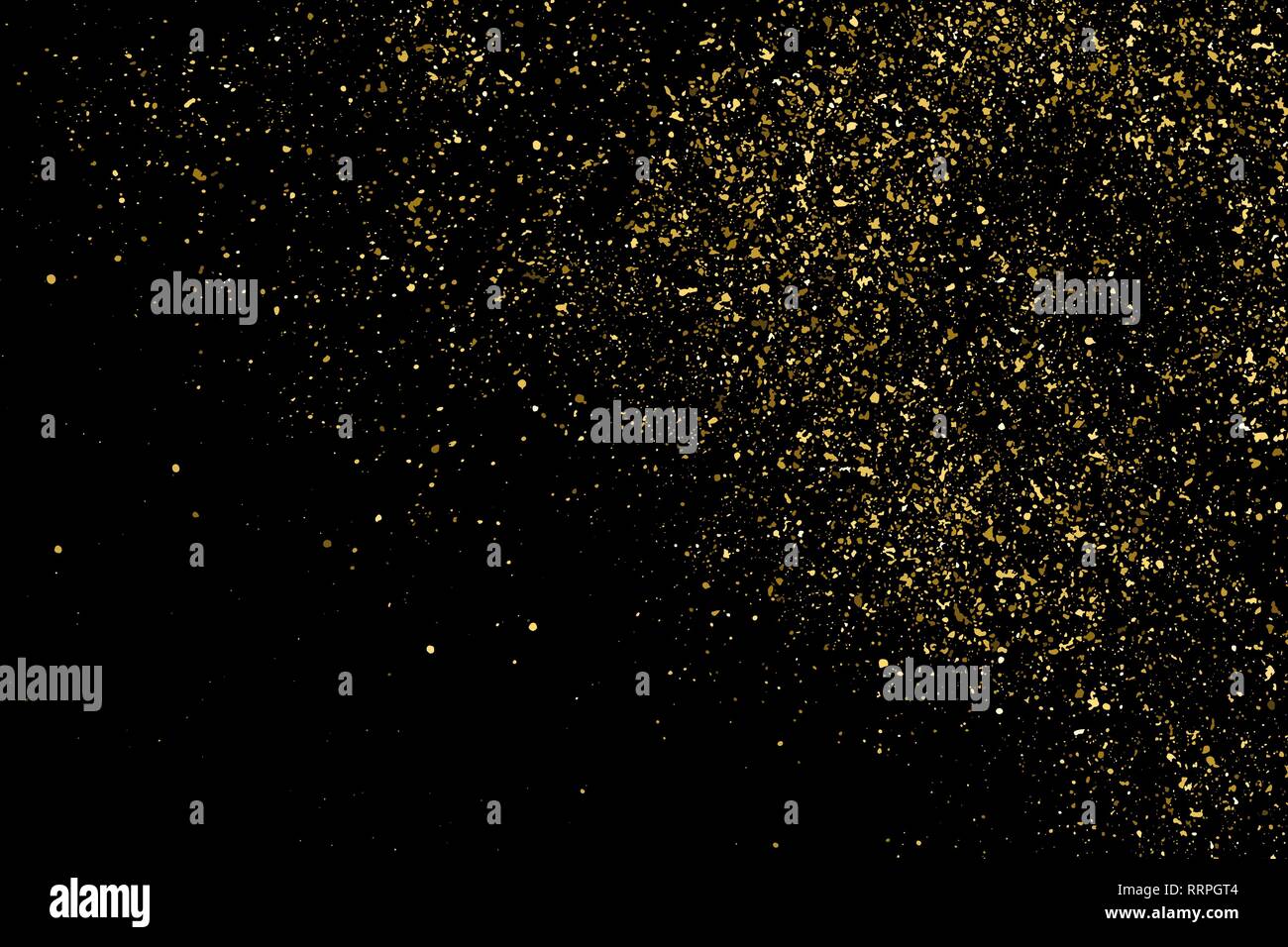Gold Glitter Texture Isolated On Black. Amber Particles Color ...