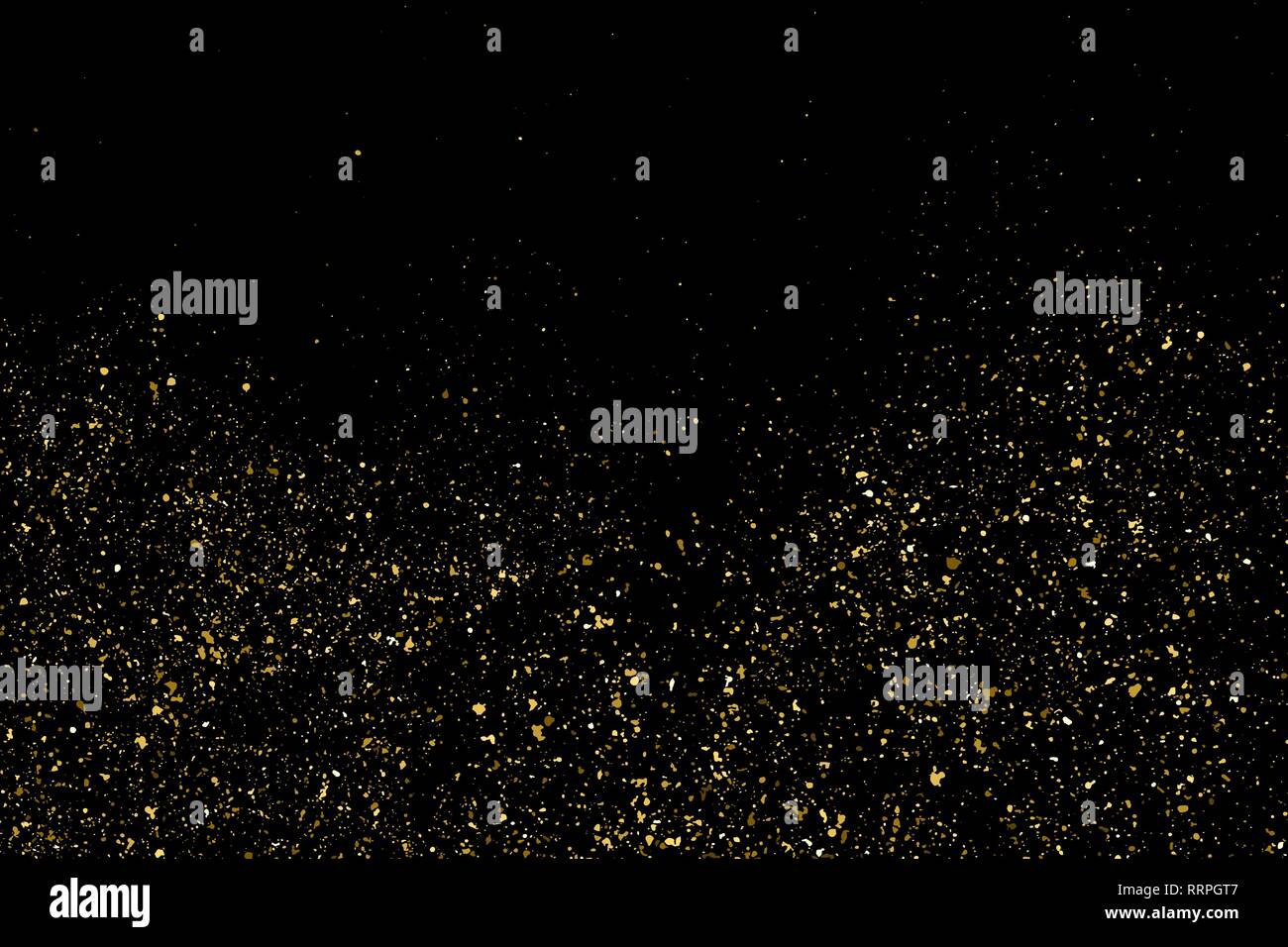Gold Glitter Texture Isolated On Black. Amber Particles Color ...