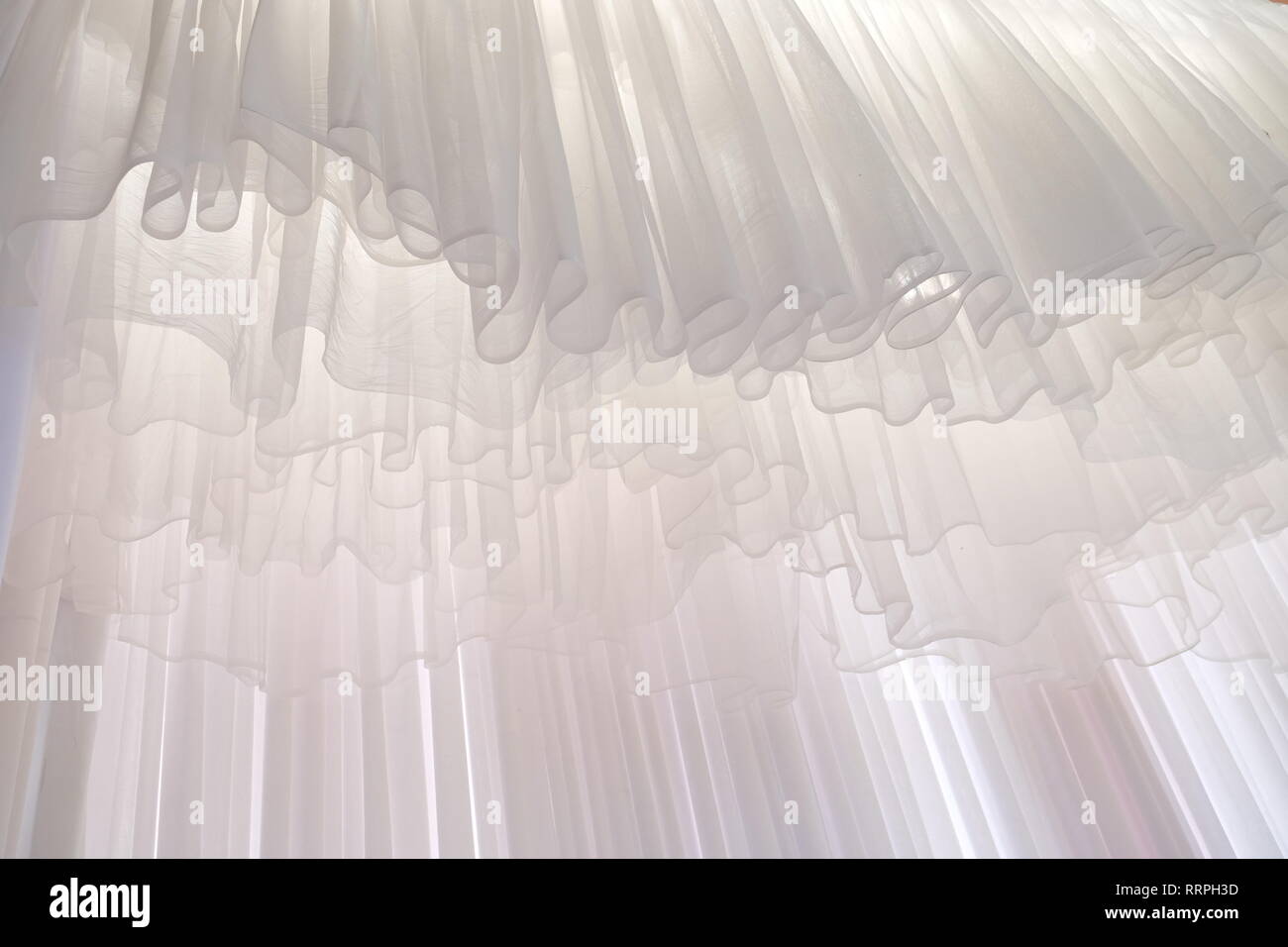 White curtain home interior background Stock Photo - Alamy
