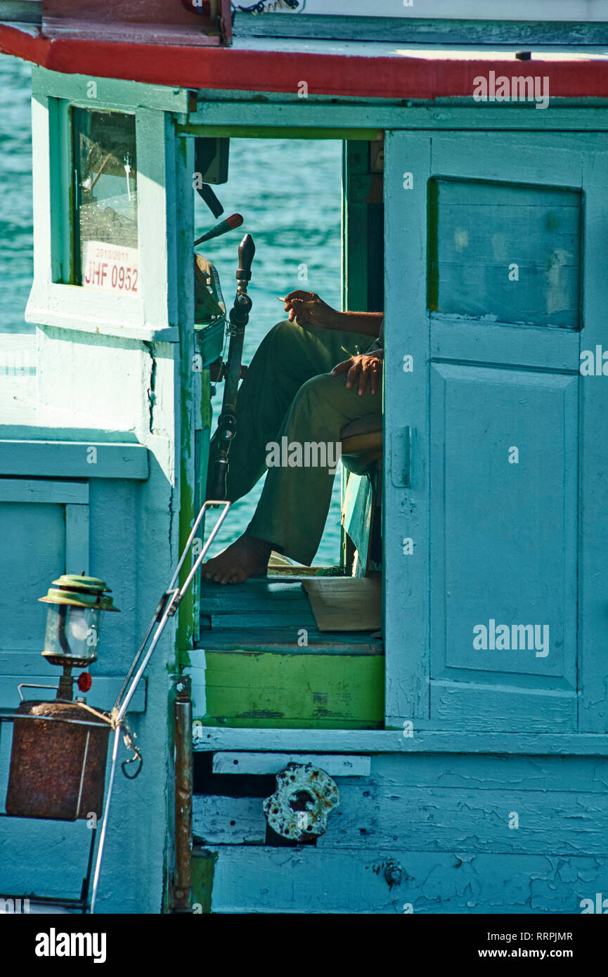 fishing boat in the harbor of ABC beach on Tioman island, Malaysia ...